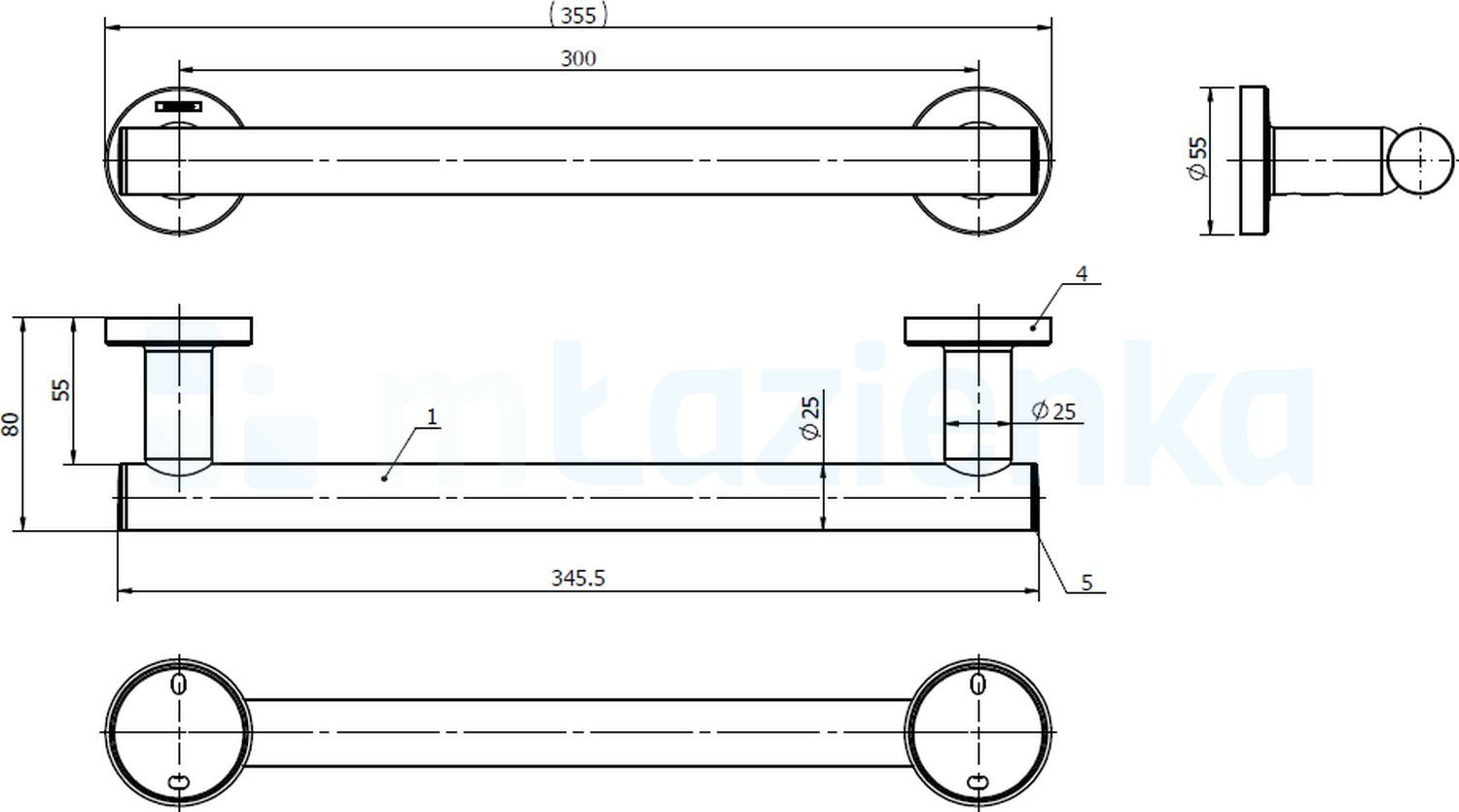 Poręcz ścienna 41713000 Hansgrohe Logis Universal | Sklep internetowy ...